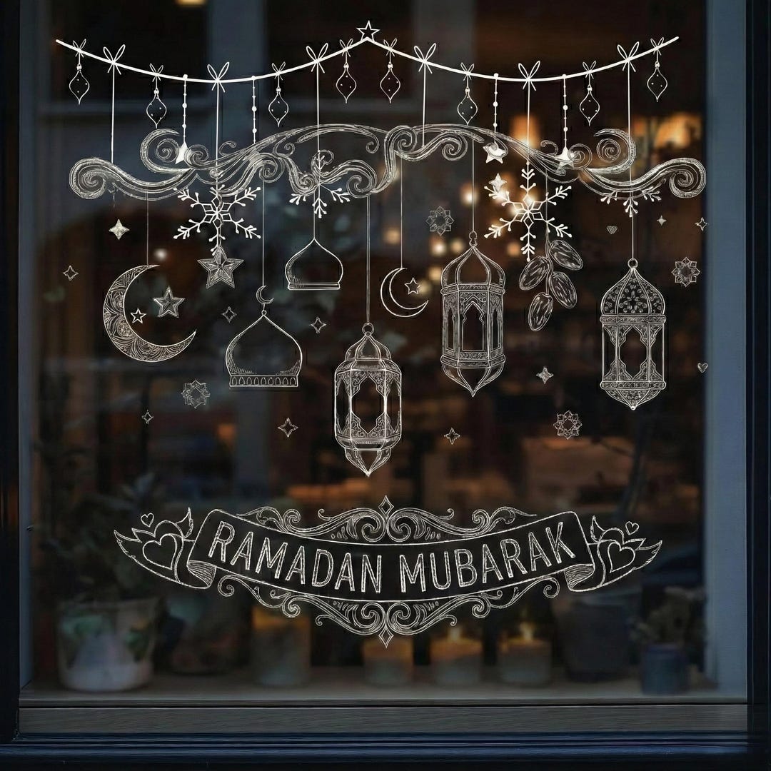 Printable Ramadan Mubarak Window Art Kit — PDF & PNG Instant Download ...