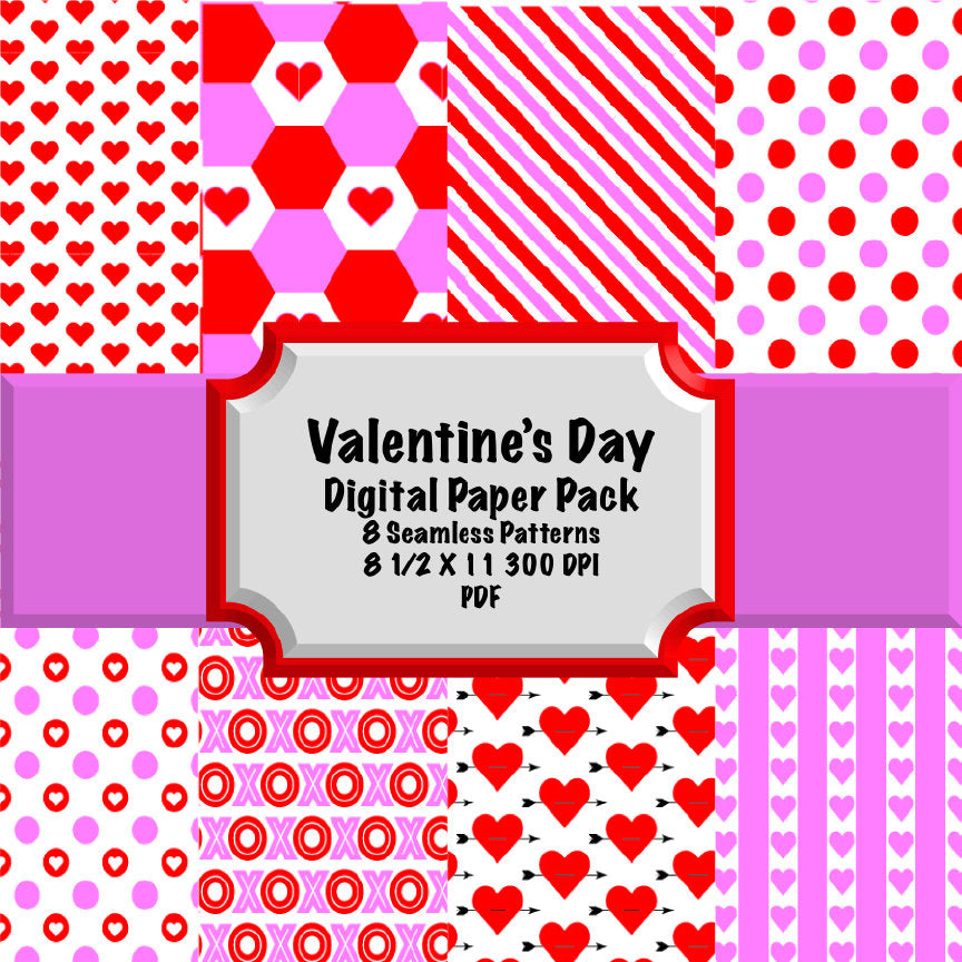Valentine Mailbox SVG Cut File & Red/Pink Digital Paper Pack – Crafty Temps