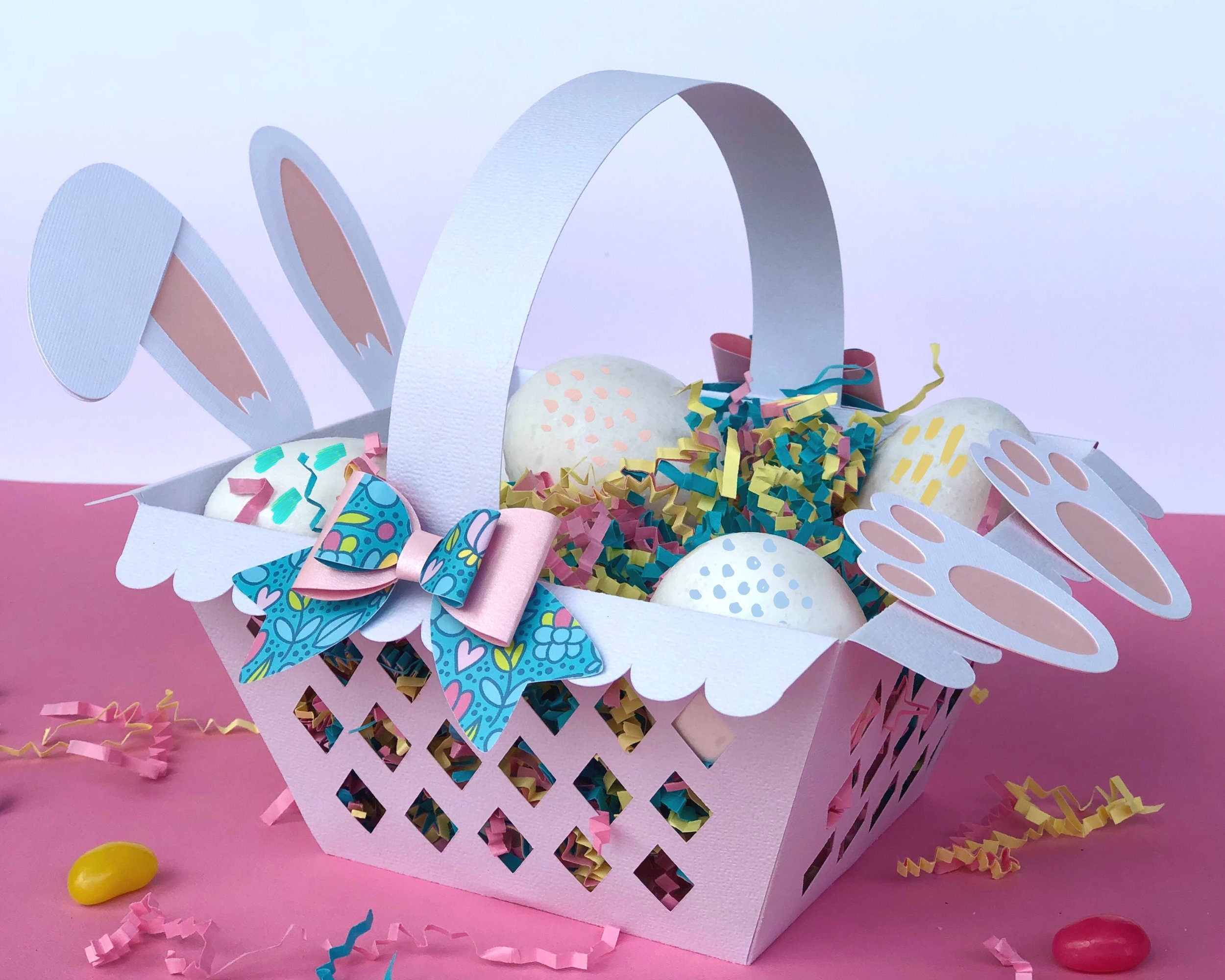 Easter Basket SVG Cut File — Bunny Ears & Bow Template – Crafty Temps