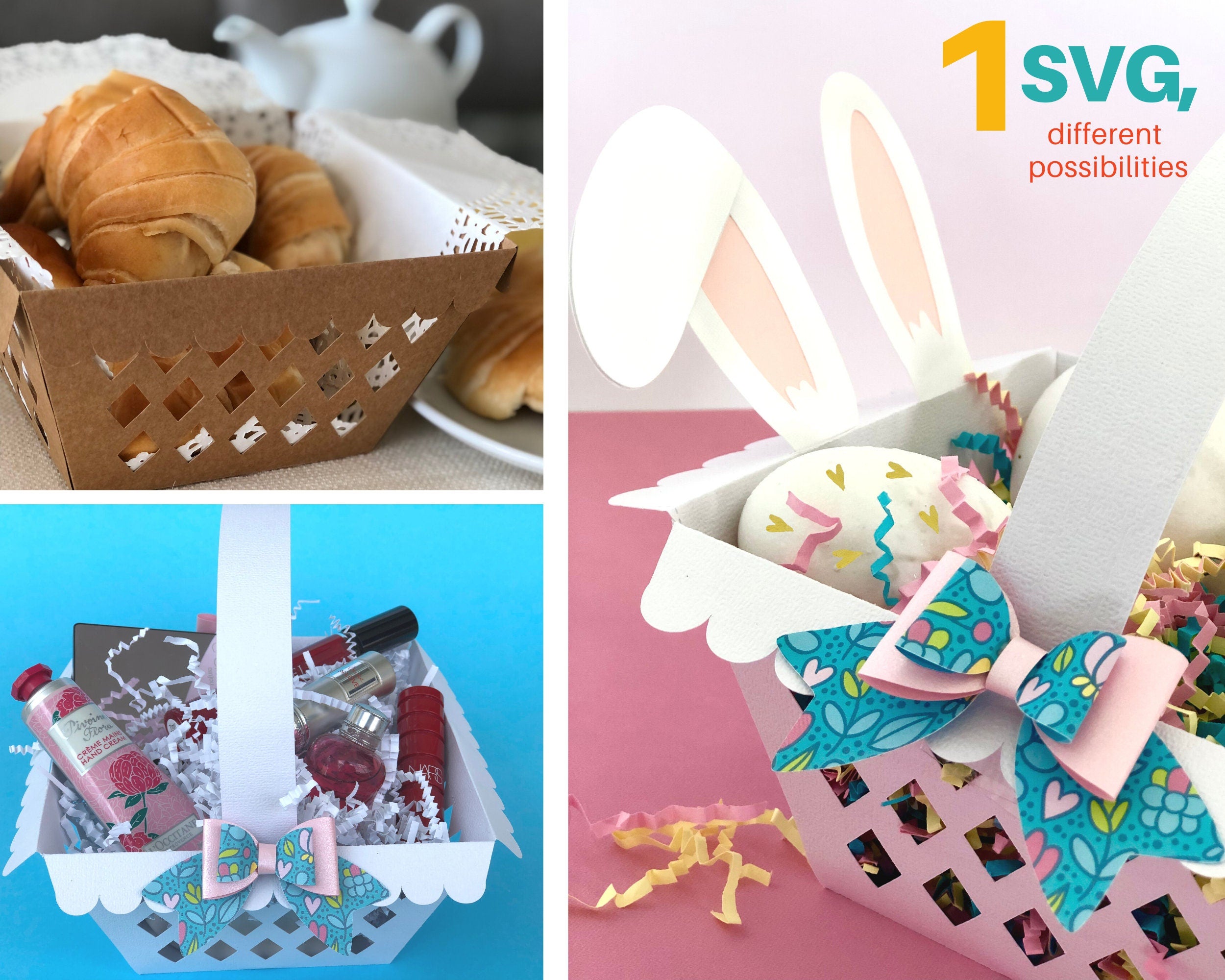 Easter Basket SVG Cut File — Bunny Ears & Bow Template – Crafty Temps