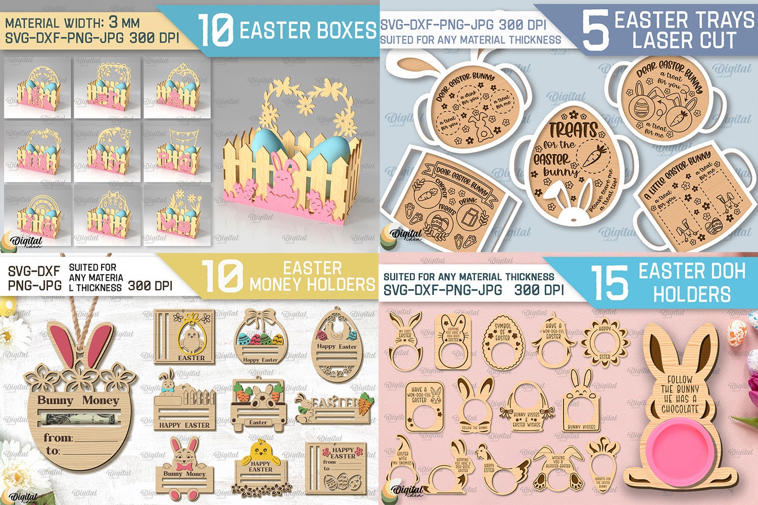Easter Laser-Cut SVG & DXF Bundle — 248 Designs for Crafts – Crafty Temps