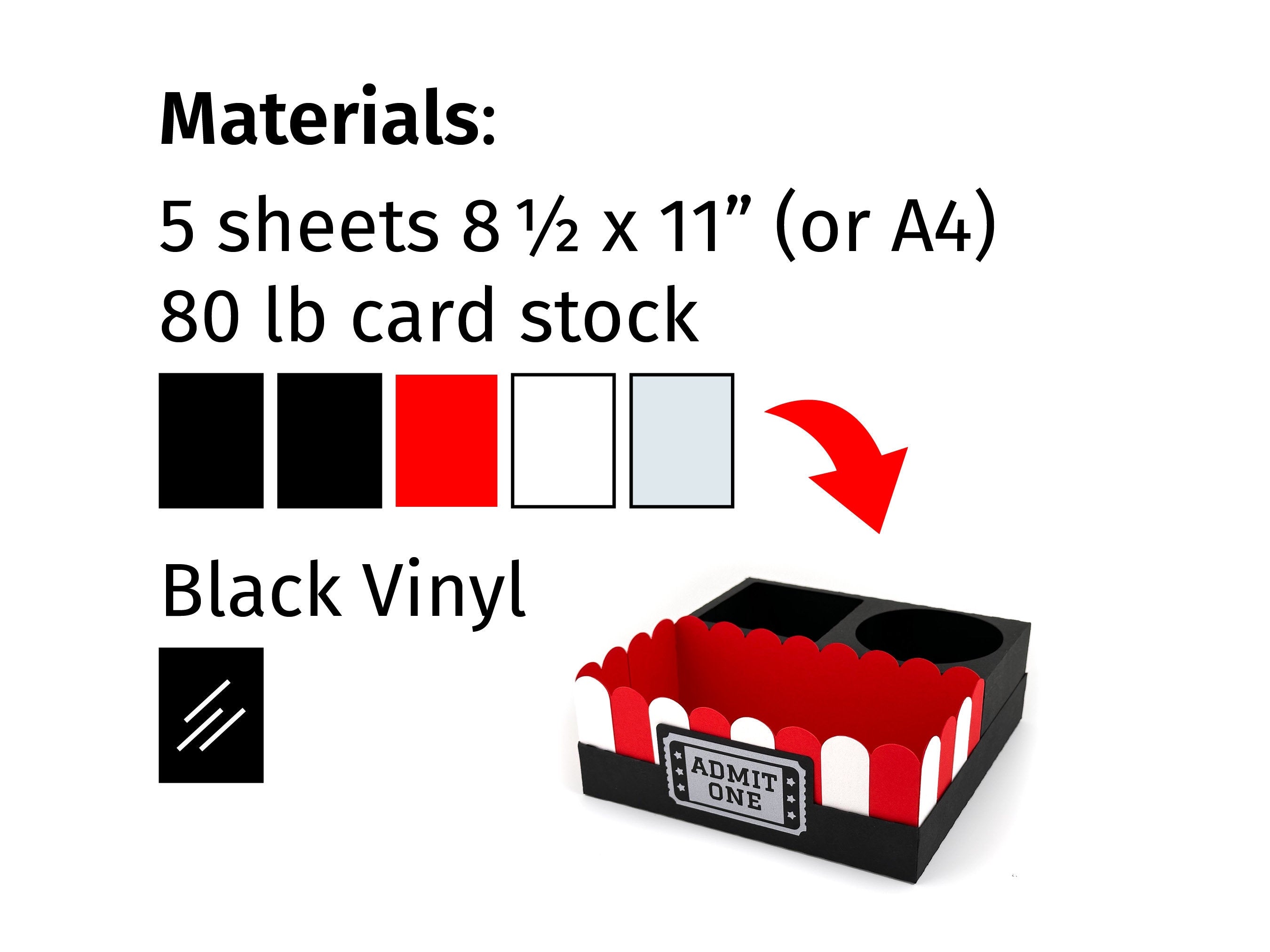 Movie Night Snack Box SVG Template — Popcorn & Candy Party Favors ...
