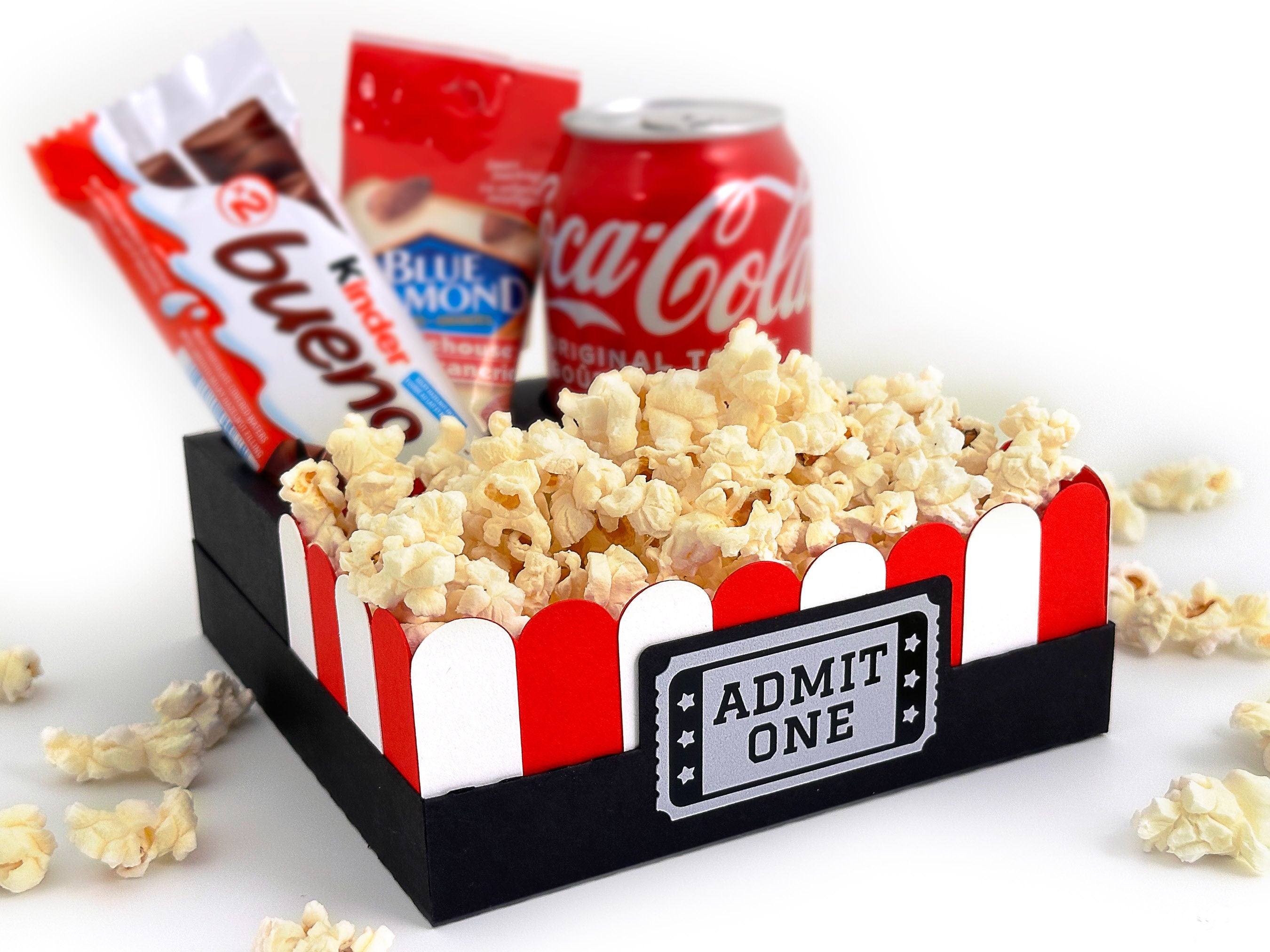Movie Night Snack Box SVG Template — Popcorn & Candy Party Favors ...
