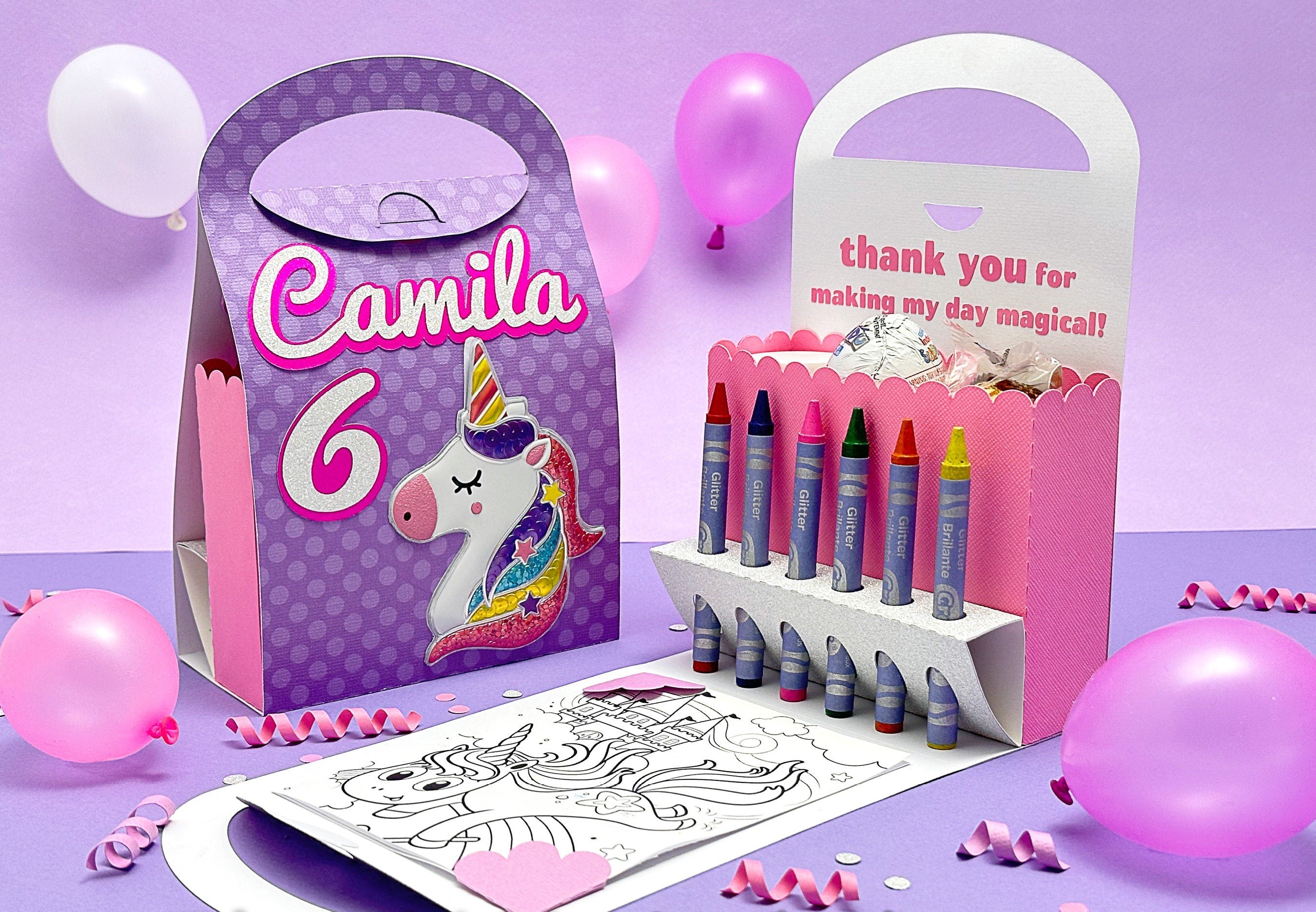 Printable Coloring Suitcase SVG Template with Crayon Holder — Party ...