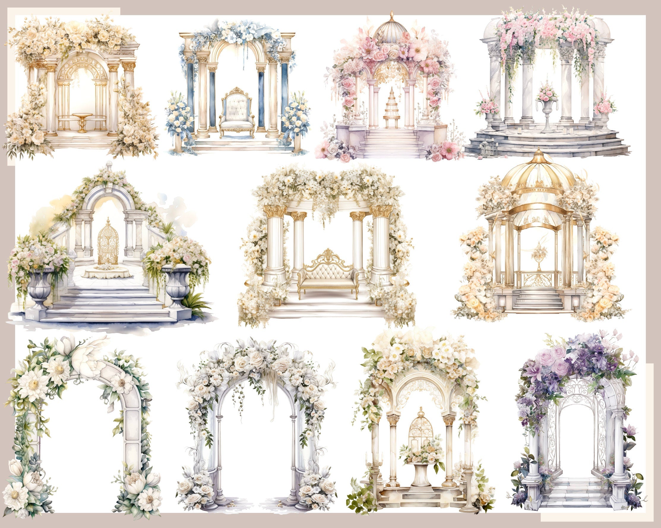 Watercolor Wedding Clip Art PNG Bundle - Bride Groom Digital Download ...