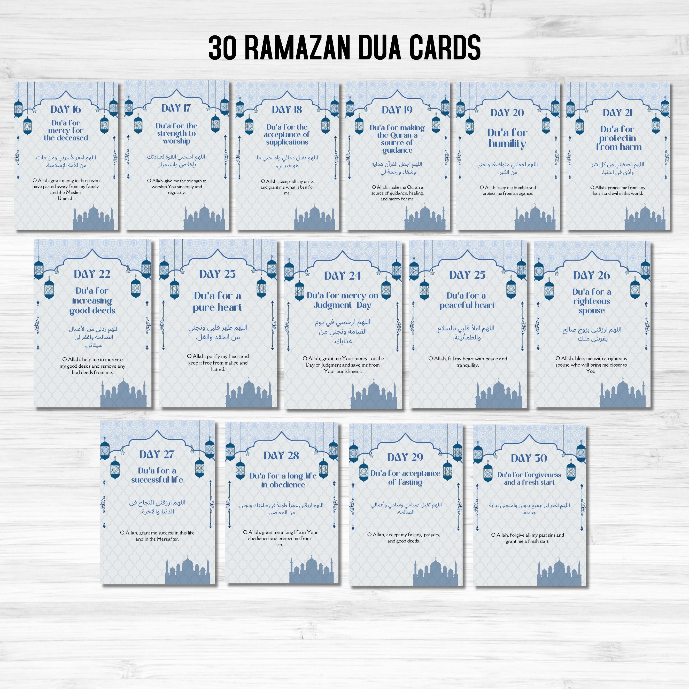 Ramadan-Dua-Karten zum Ausdrucken – 30-Tage-Canva-Vorlage (bearbeitbar ...