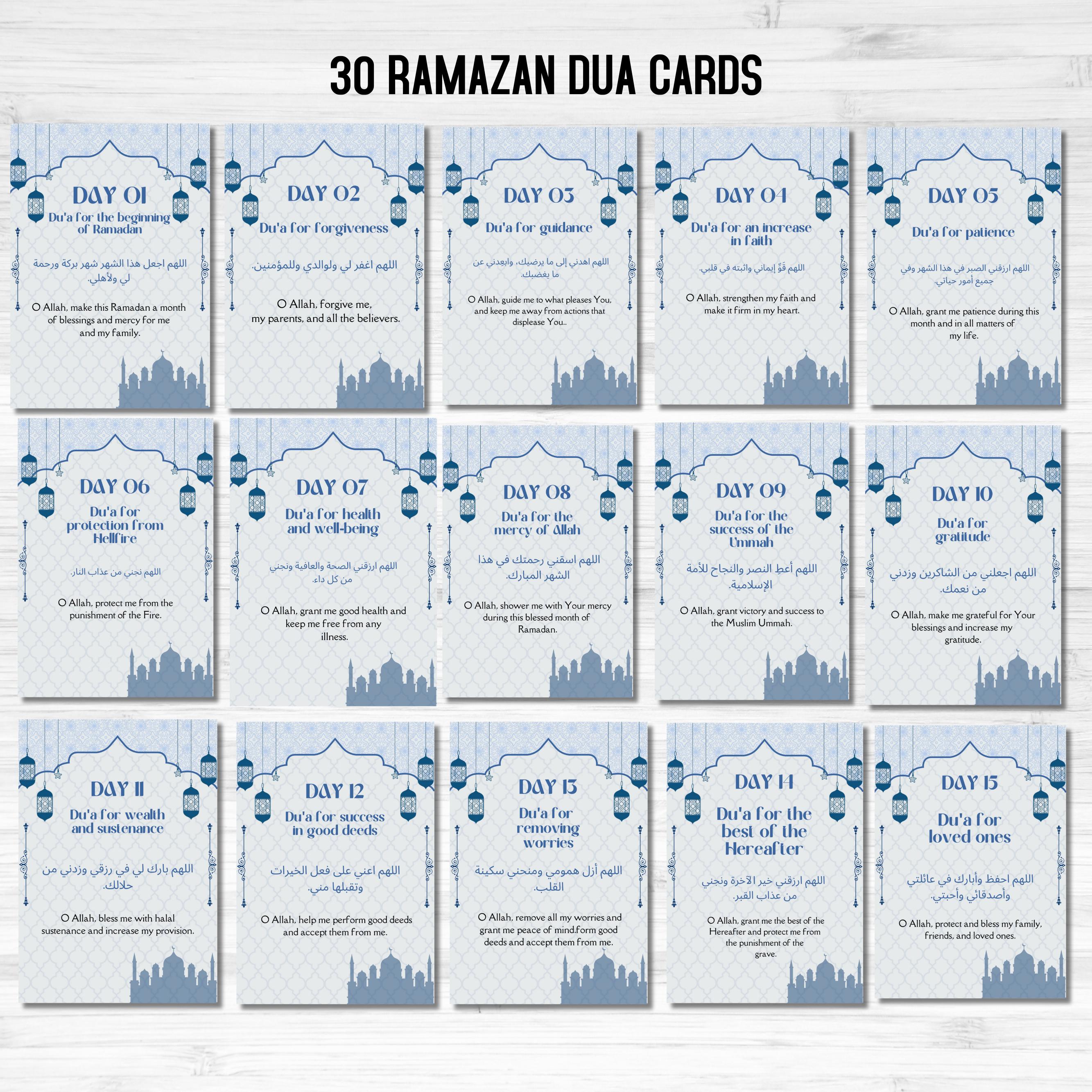Ramadan-Dua-Karten zum Ausdrucken – 30-Tage-Canva-Vorlage (bearbeitbar ...