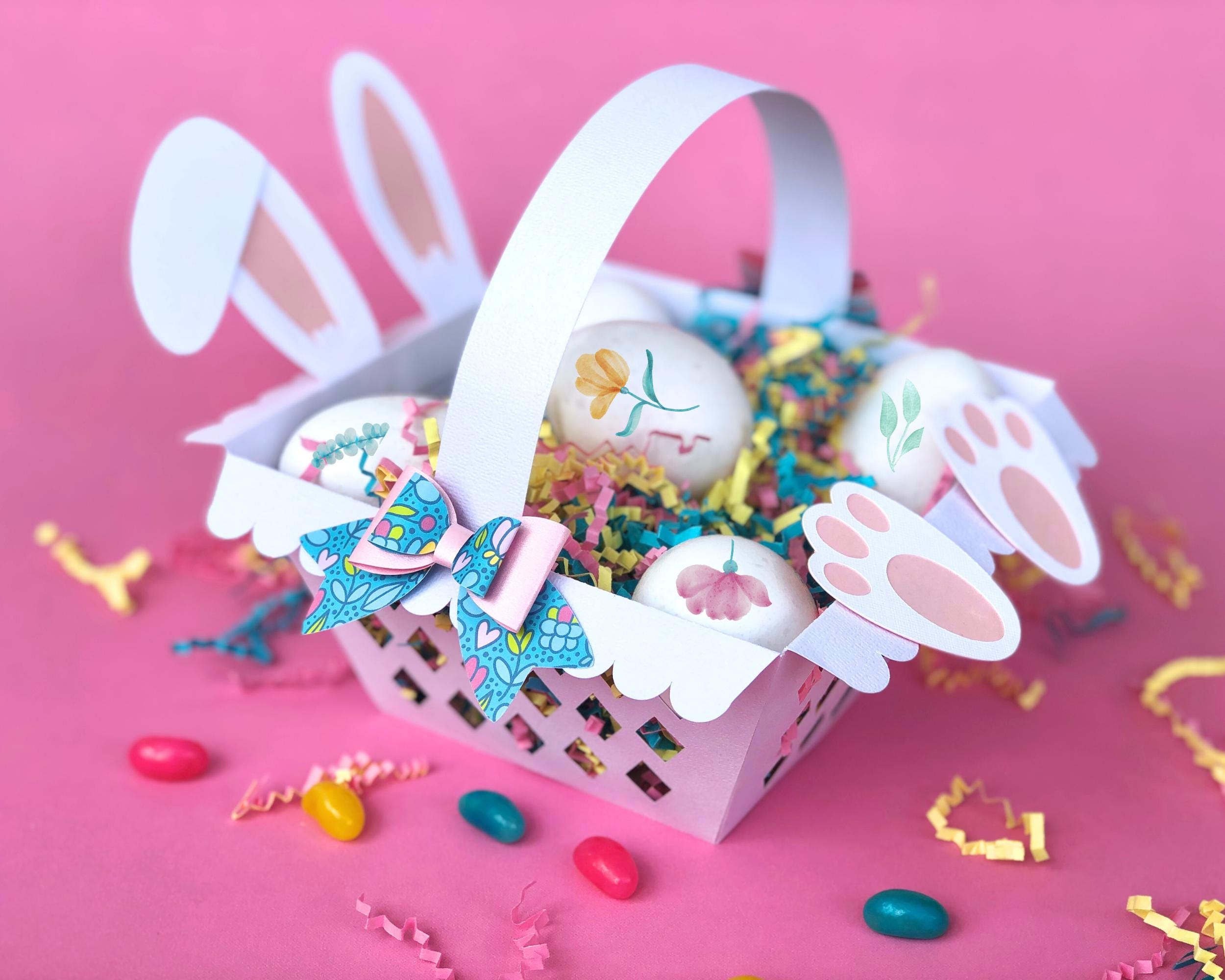 Easter Basket SVG Cut File — Bunny Ears & Bow Template – Crafty Temps