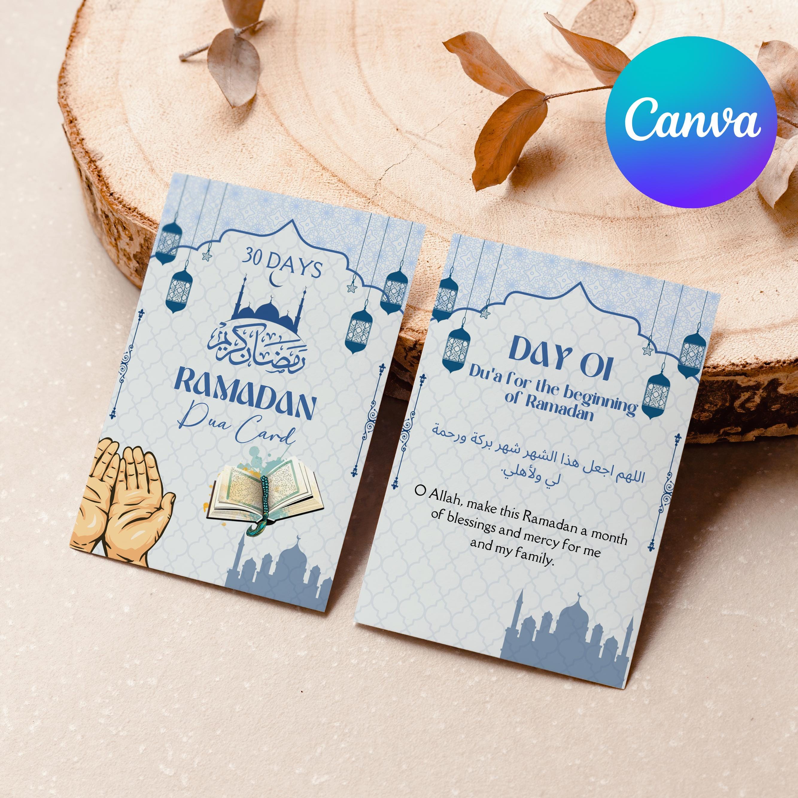 Ramadan-Dua-Karten zum Ausdrucken – 30-Tage-Canva-Vorlage (bearbeitbar ...