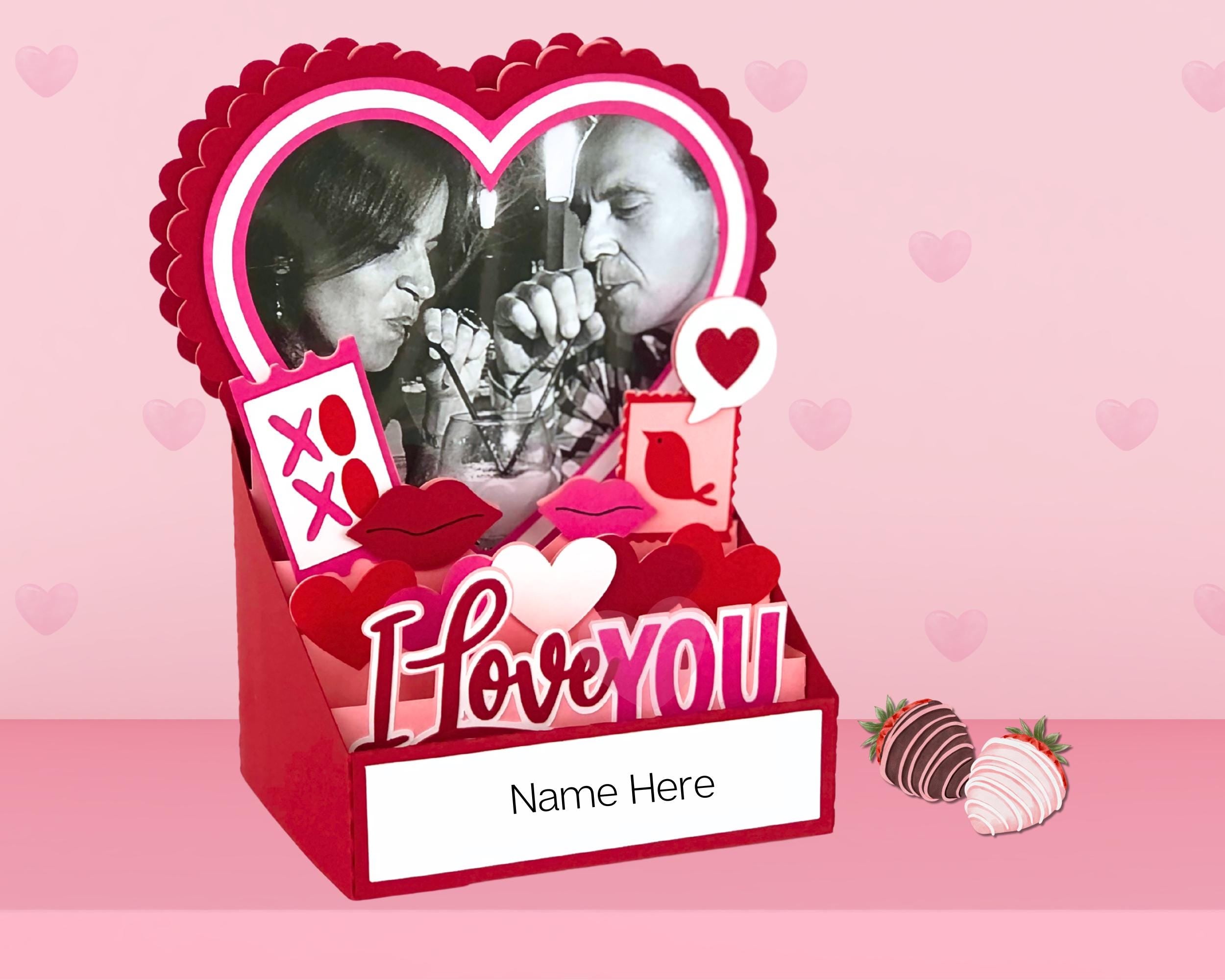 3D Valentine Photo Card SVG Heart Frame Template — SVG Cut File for ...