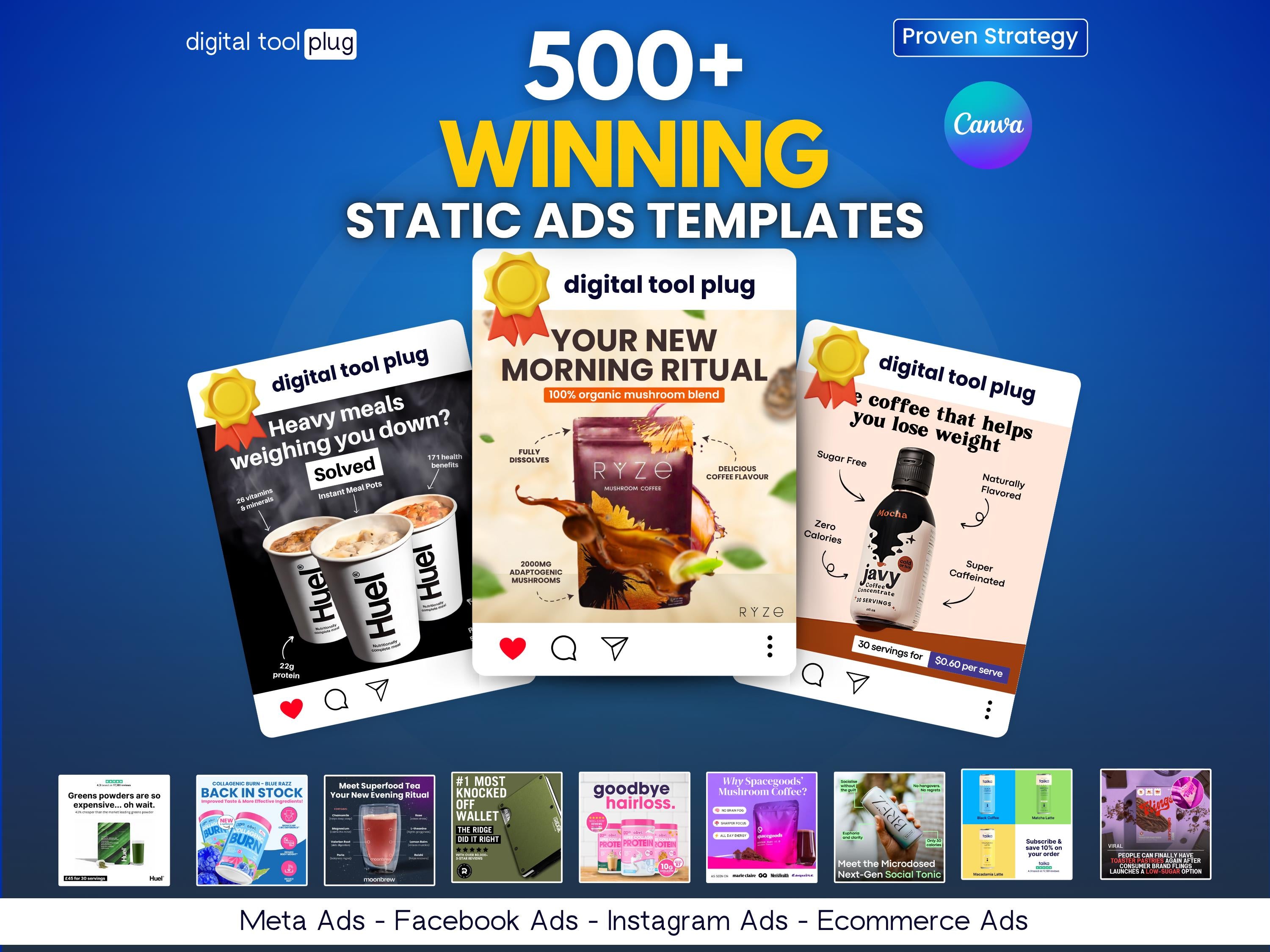 500+ Canva Meta Ad Templates • Facebook & Instagram Ads • PLR MRR ...