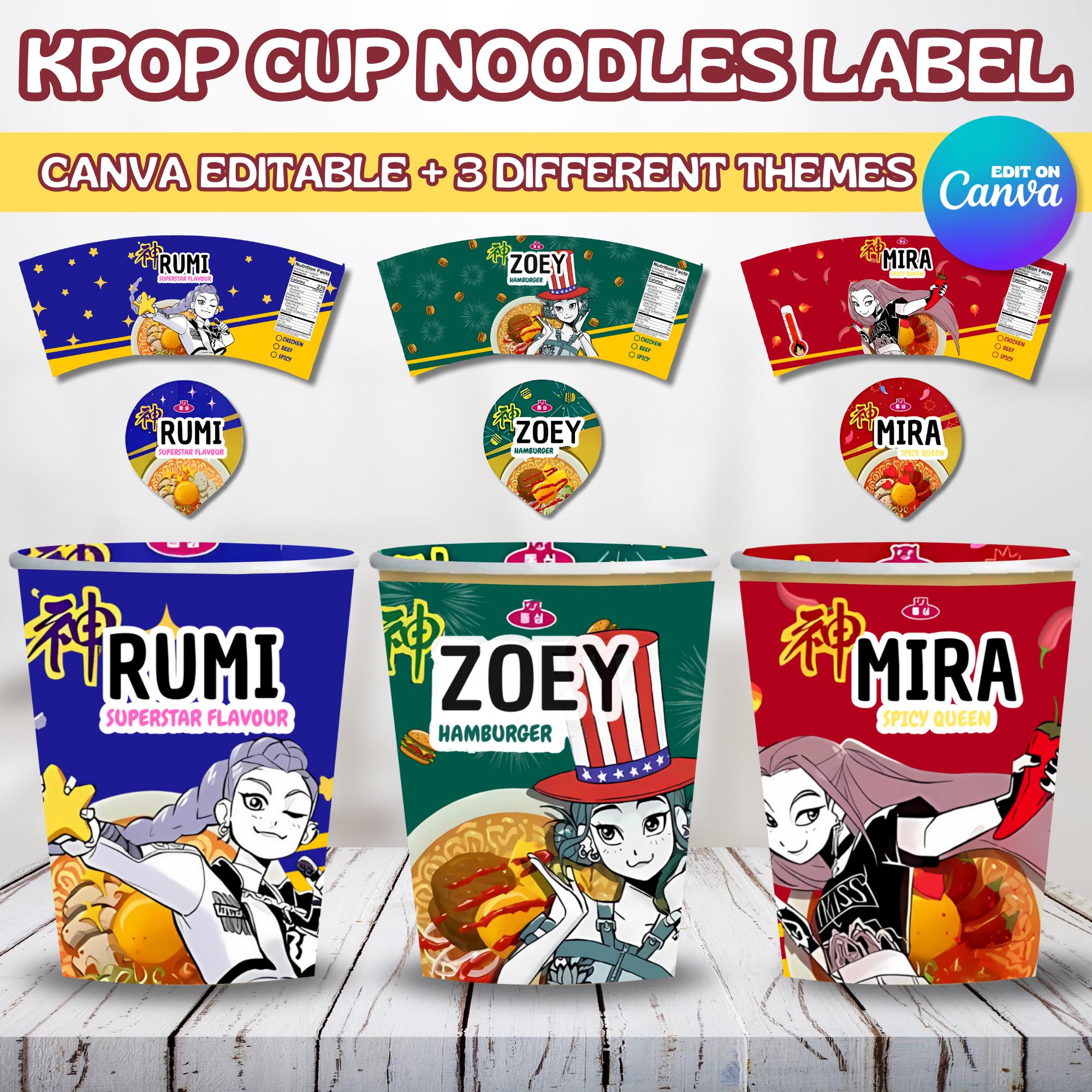 Kpop Demon Hunters Cup Noodle Labels Printable Editable Party – Crafty ...