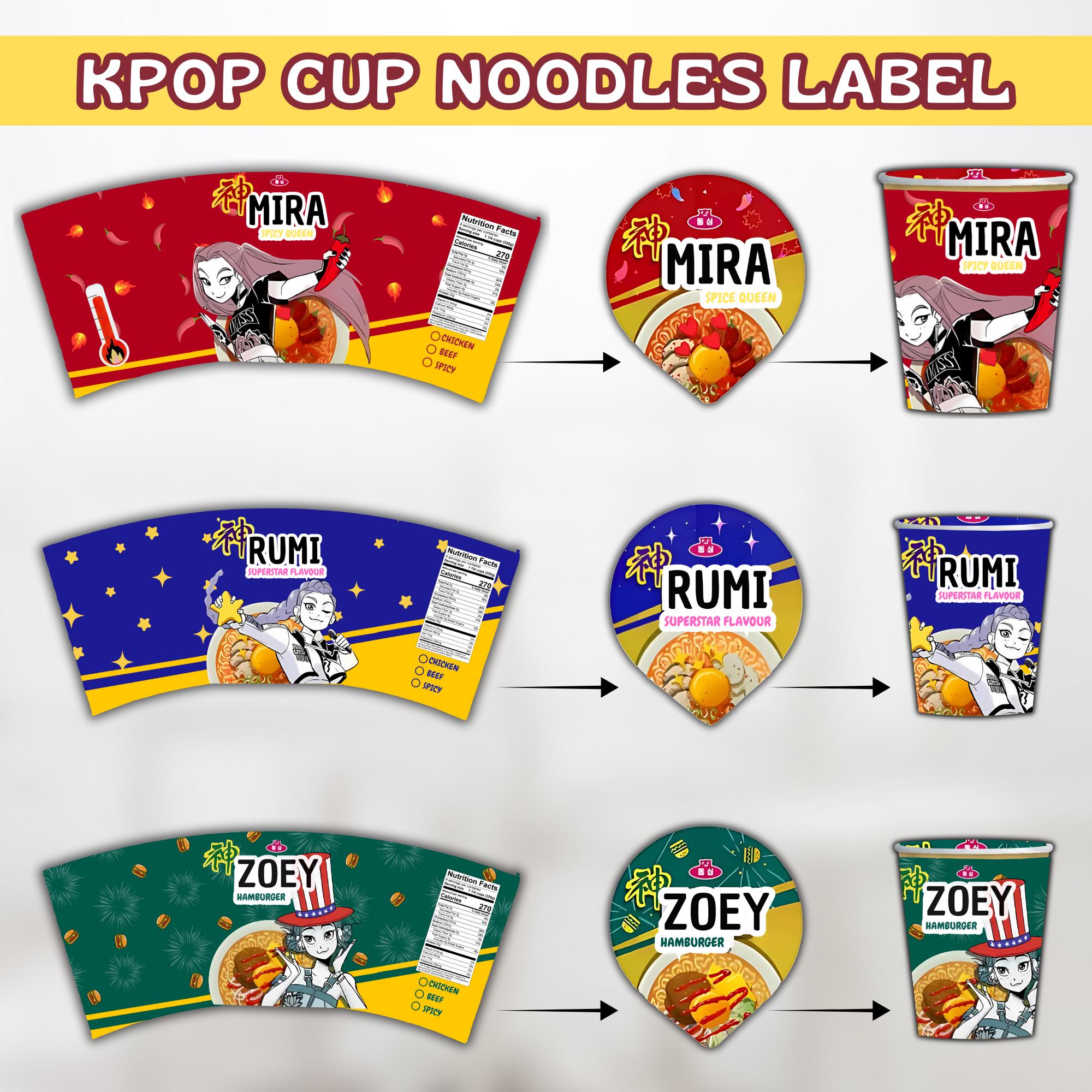 Kpop Demon Hunters Cup Noodle Labels Printable Editable Party – Crafty ...