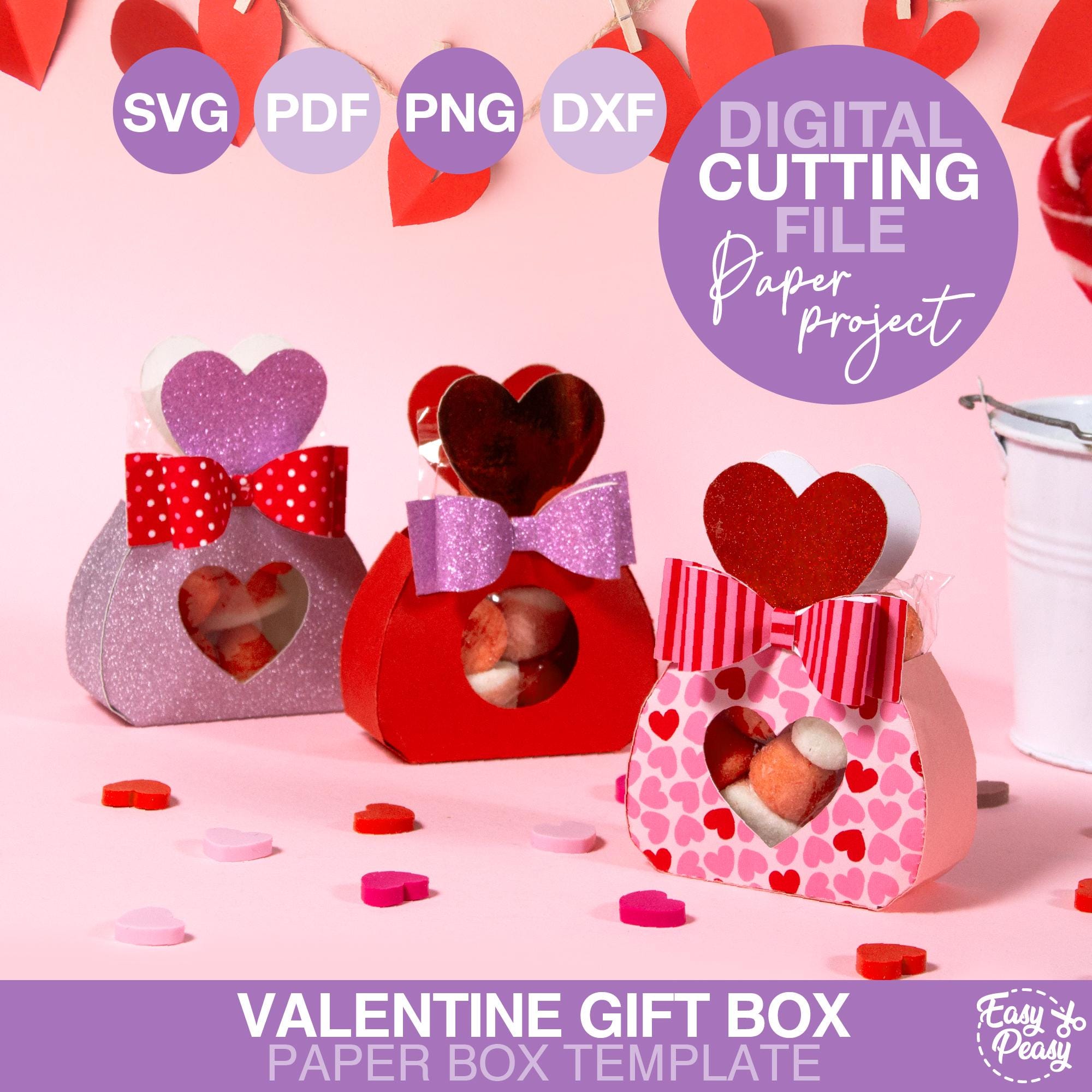Valentine Heart Paper Gift Box SVG — Cricut & Printable Template ...