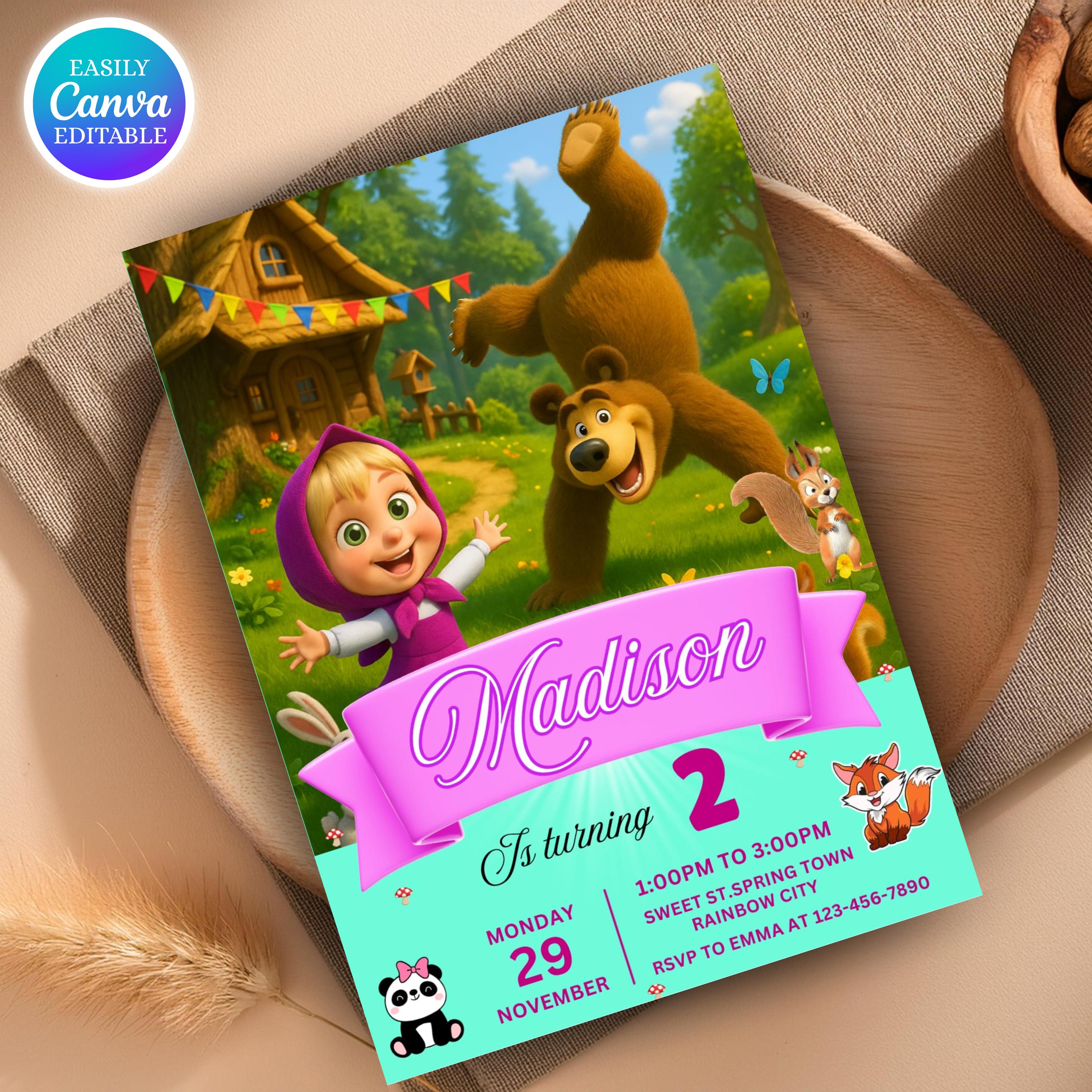 Editable 5x7 Birthday Invitation Canva Template - Woodland Friends ...