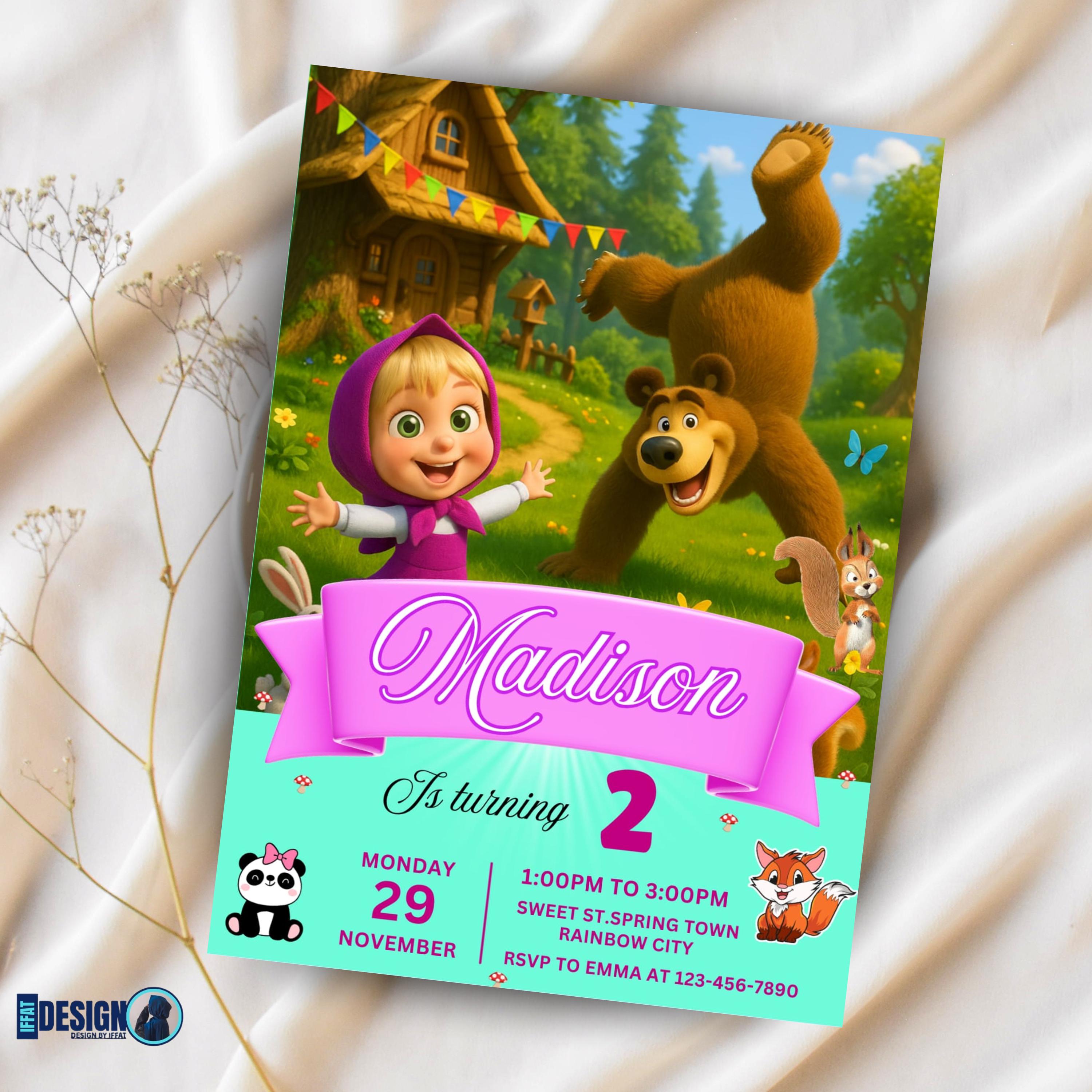 Editable 5x7 Birthday Invitation Canva Template - Woodland Friends ...