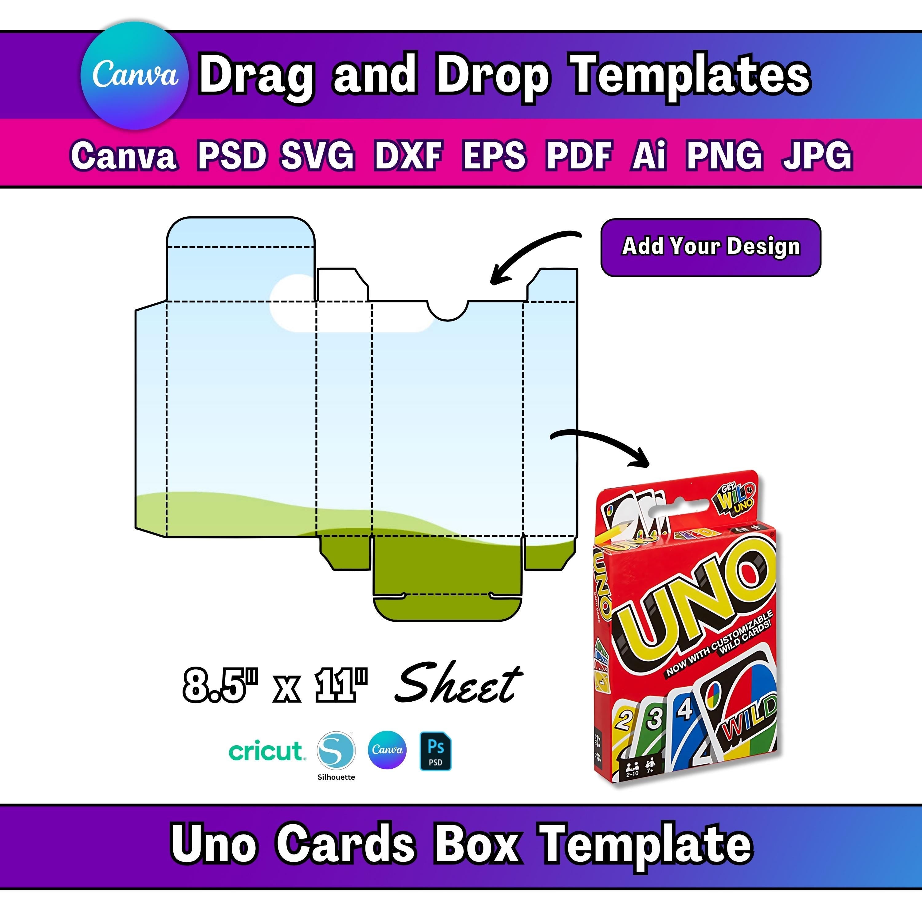 Printable UNO Box Template – Canva + PSD + SVG | Instant Download ...