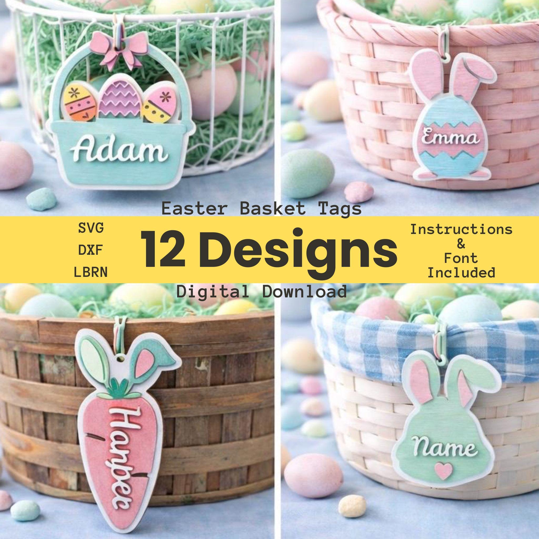 Easter Basket Tag SVG Bundle | 12 Layered Laser Files for Personalised ...