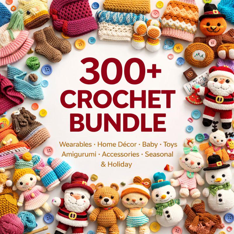 300+ Crochet Patterns Bundle PDF — Amigurumi, Clothing & Home Decor ...