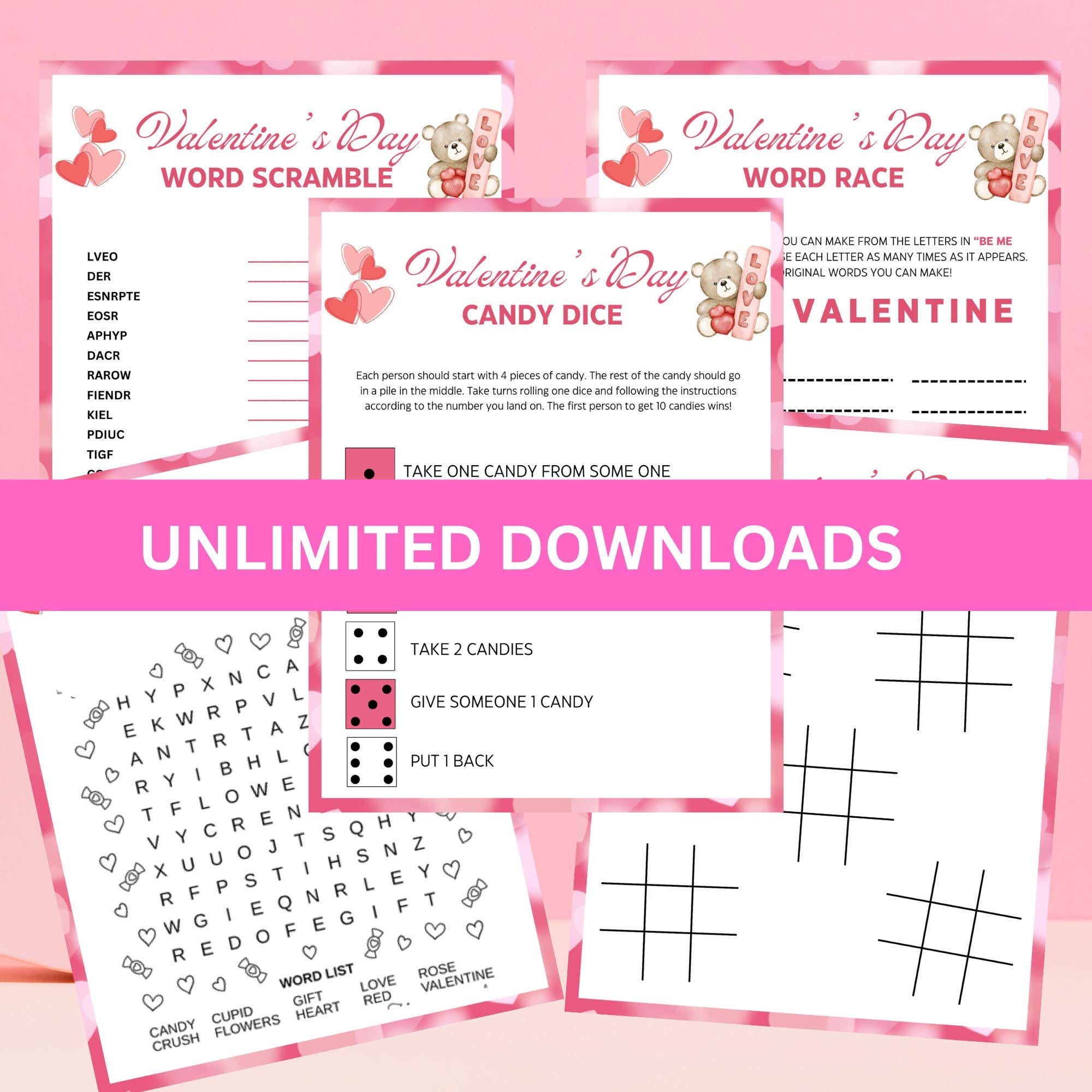 50 juegos imprimibles para San Valentín en PDF - Paquete para fiestas ...