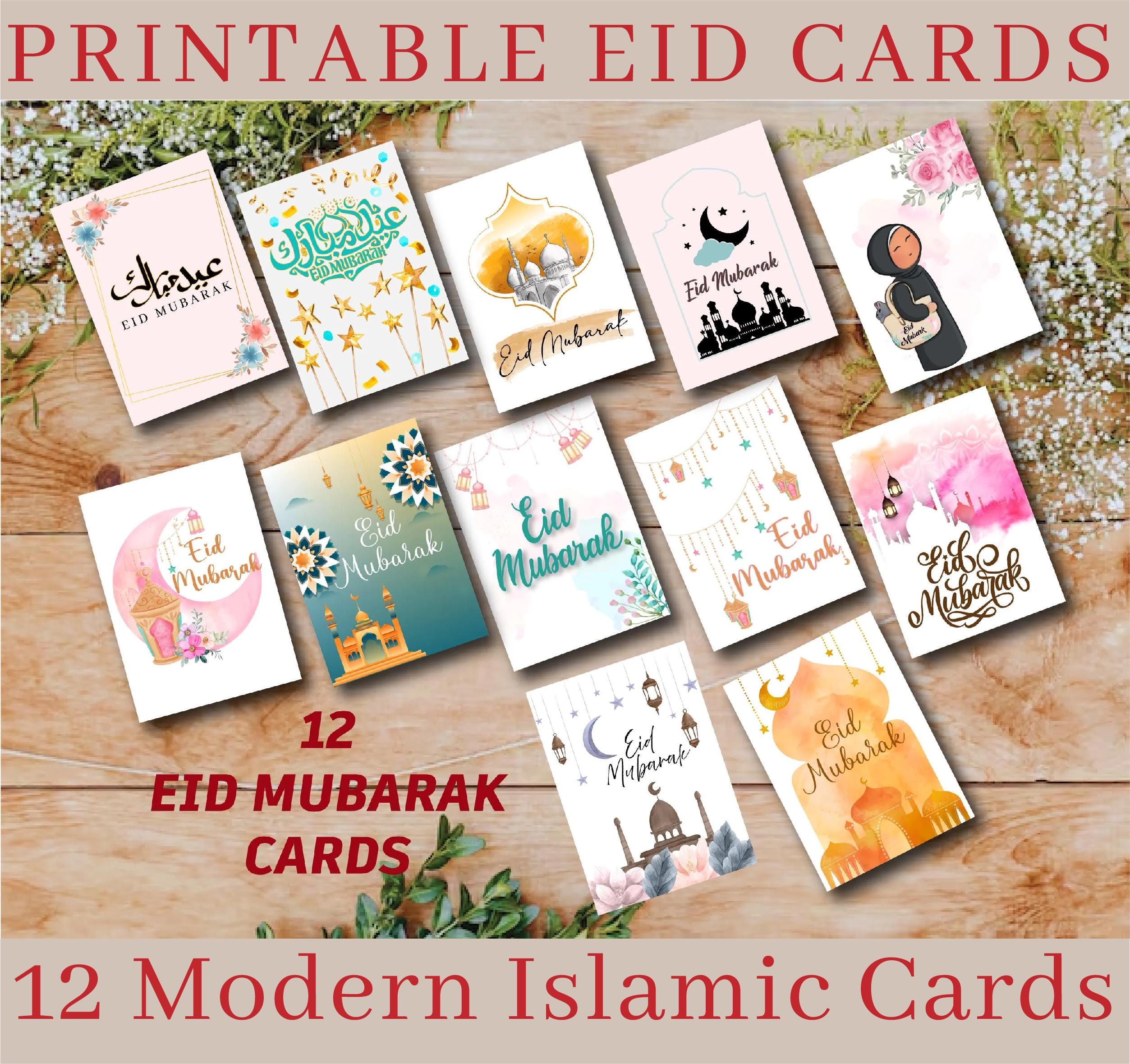 Printable Eid Mubarak Cards Pack of 12 — 300 DPI PDF & PNG – Crafty Temps
