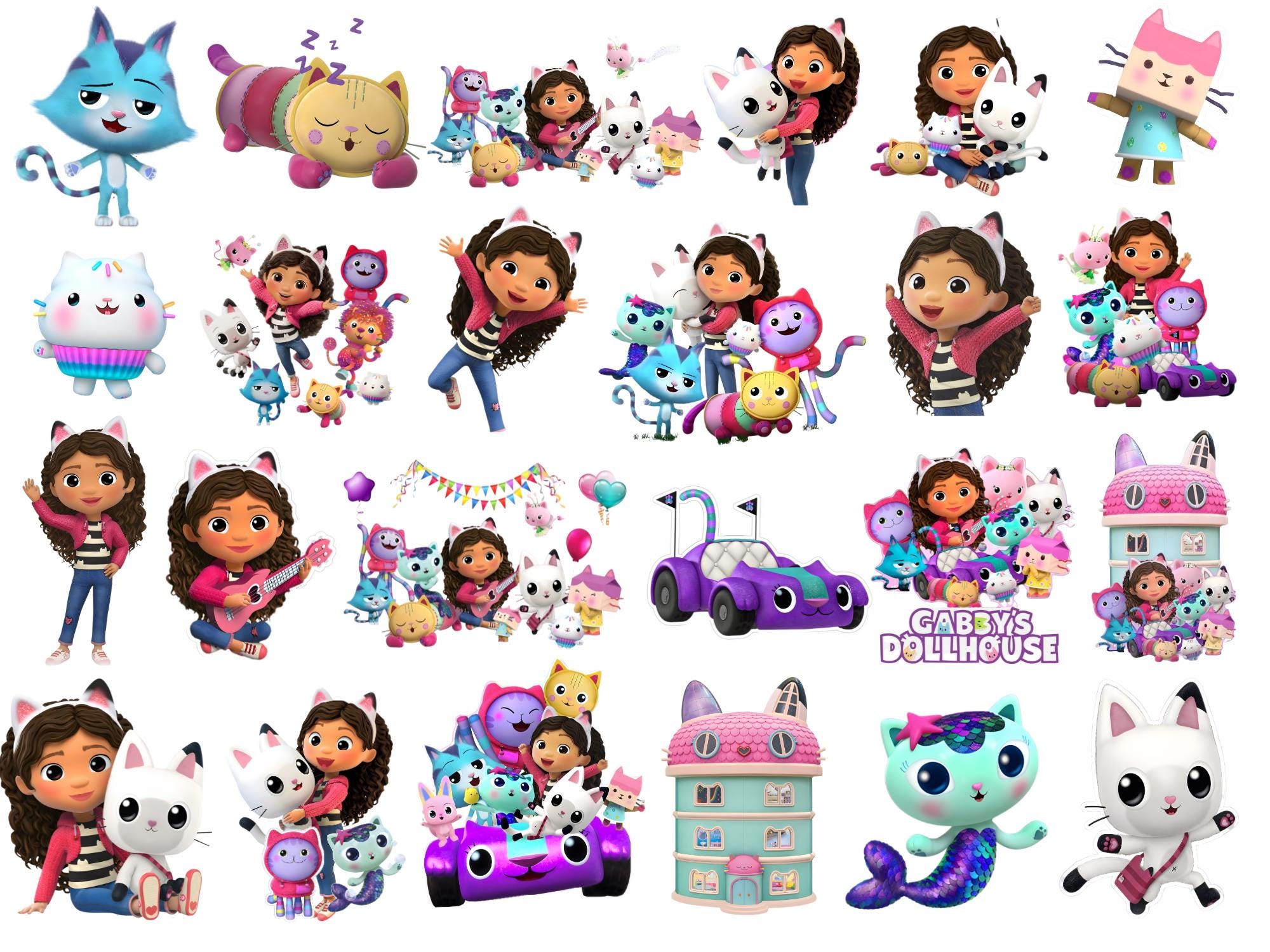 Gabby's Dollhouse Clipart PNG Bundle — Digital Clip Art for Invites ...