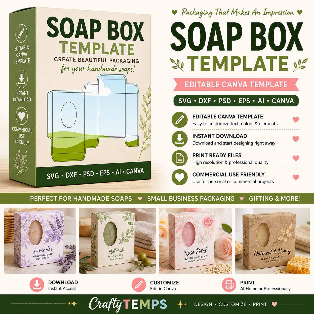 Soap Box Template SVG DXF Canva | CraftyTemps
